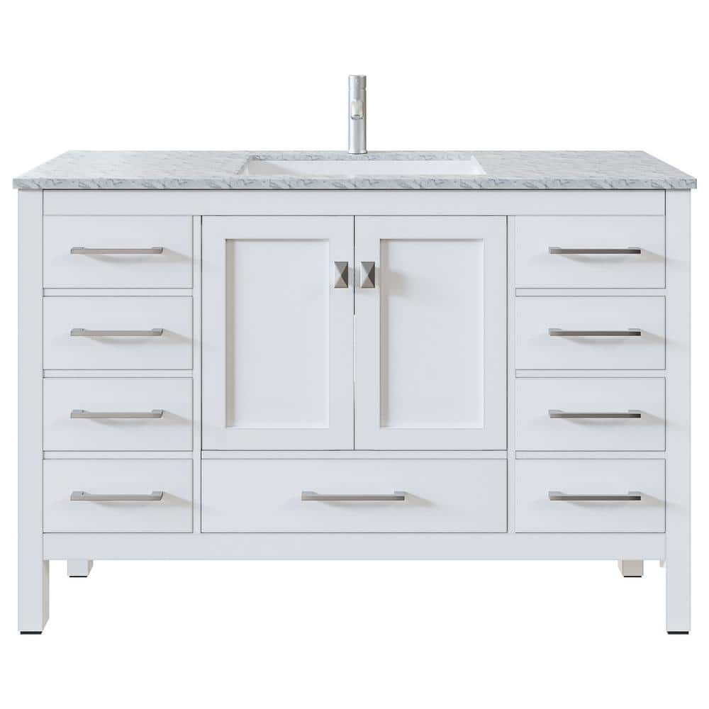 Eviva London 54 in. W x 18 in. D x 34 in. H Bathroom Vanity in White ...