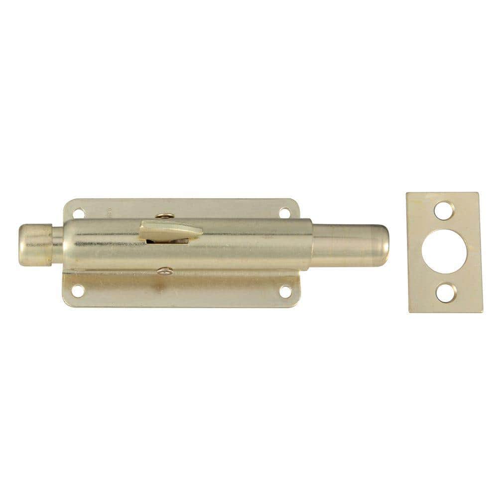 Stanley-National Hardware 4 in. Satin Brass Foot Bolt CD1056 4 FOOT ...
