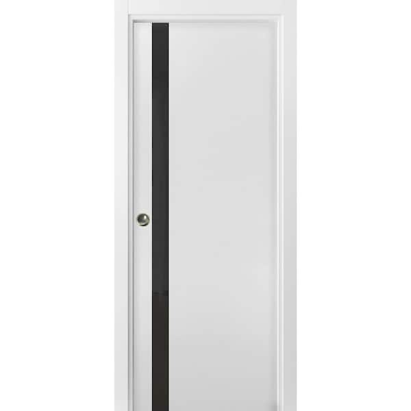 Sartodoors 30 in. x 80 in. 1 Panel White Finished Solid Wood Sliding ...