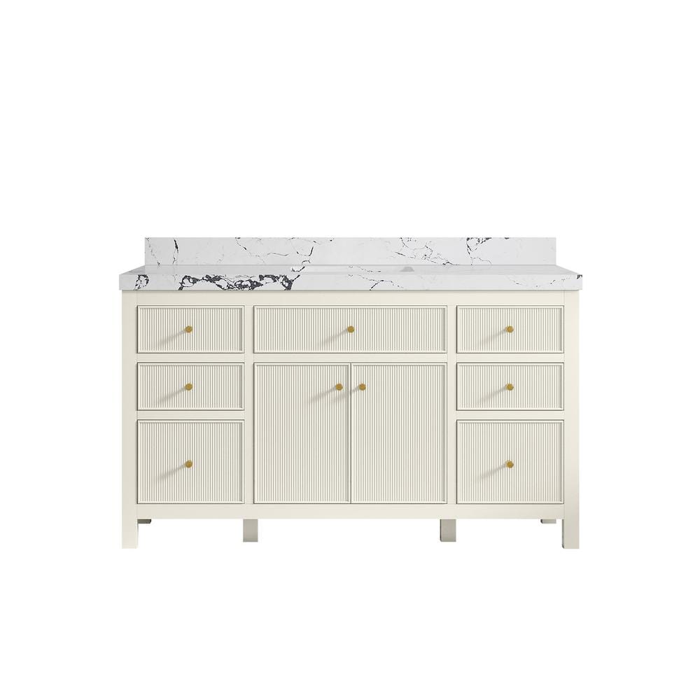 Willow Collections Sonoma 60 in. Single Sink Freestanding Alabaster ...