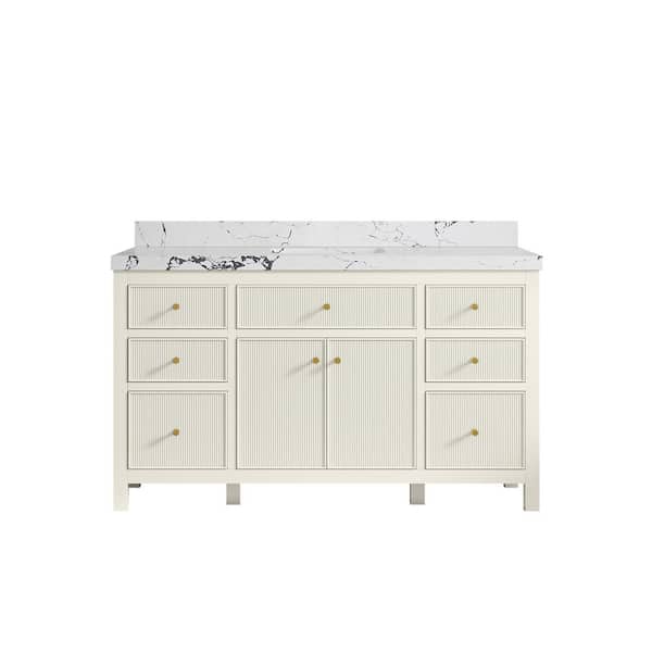 Willow Collections Sonoma 60 in. Single Sink Freestanding Alabaster ...