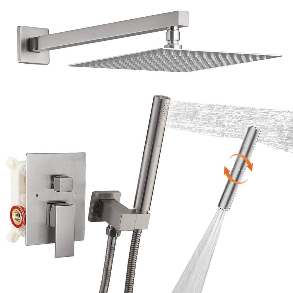 BWE 2-Handle 2-Spray of Rain 12 in. Shower Head System Shower Faucet ...