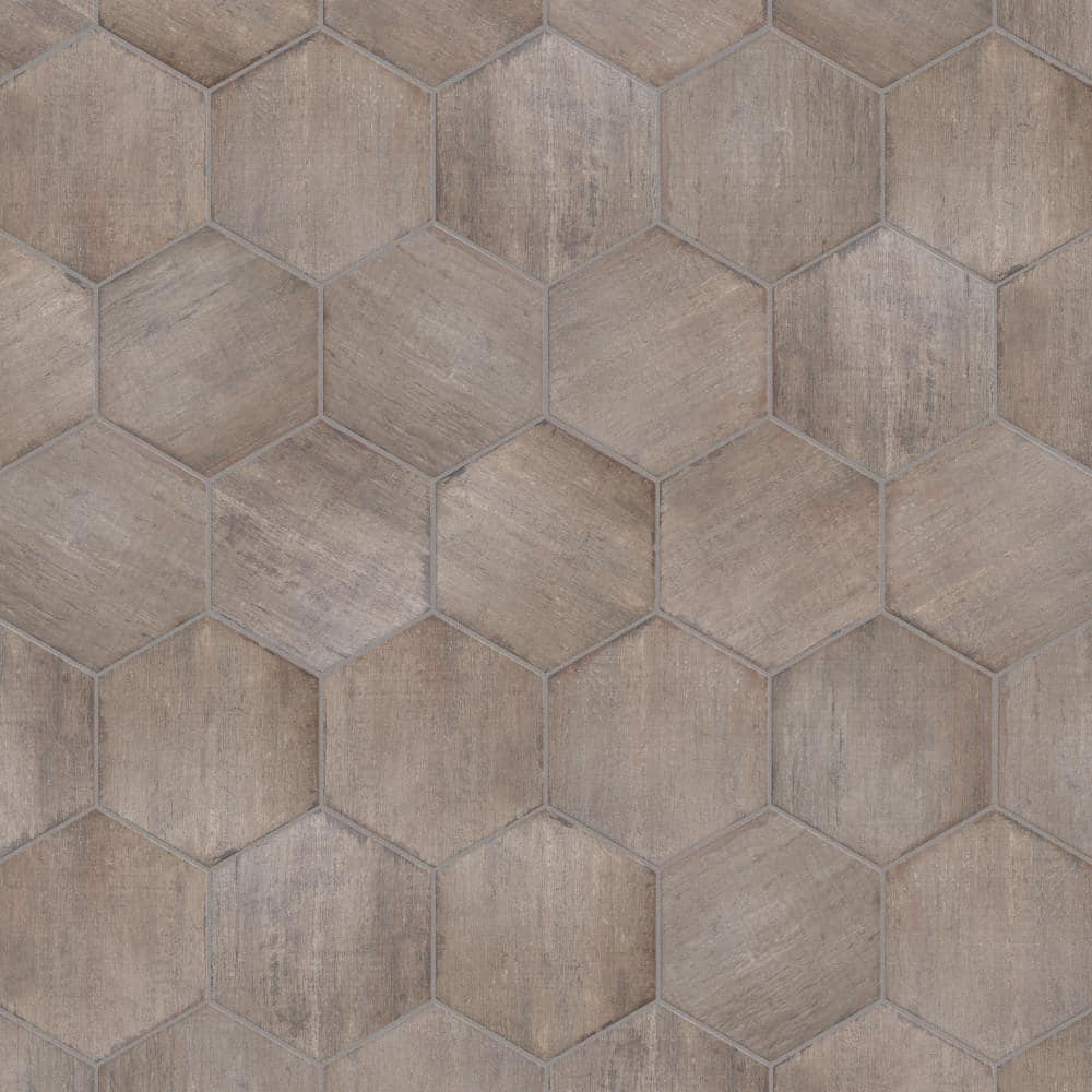 Merola Tile Retro Mini Hex Terra 7 in. x 8 in. Porcelain Floor and Wall ...