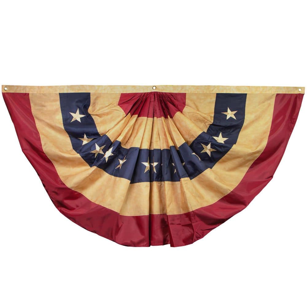 ANLEY 3 ft. x 6 ft. Vintage Style Tea Stained USA Pleated Fan Flag ...