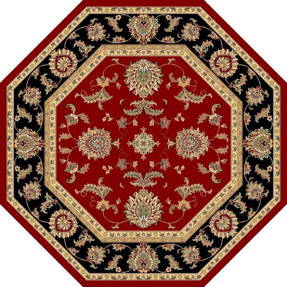 MILLERTON HOME Cyrus Red/Black 8 ft. x 8 ft. Octagon Area Rug ...