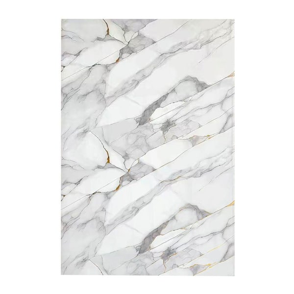Mediterraneo 96 in. x 48 in. Gold Flower Marble Sheet Wall ...