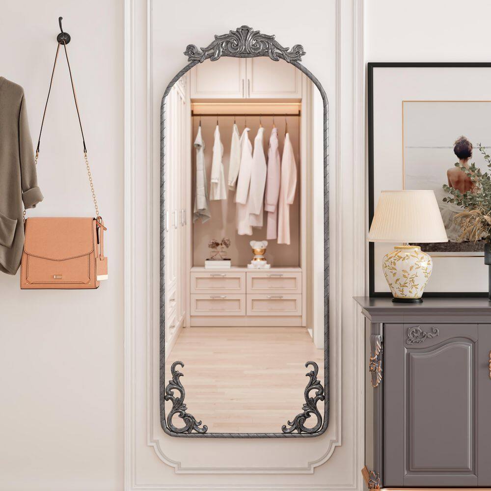 Antique Silver 24 in W x 58 in. H Classic Arched Iron and MDF Framed ...