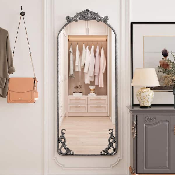 Antique Silver 24 in W x 58 in. H Classic Arched Iron and MDF Framed ...