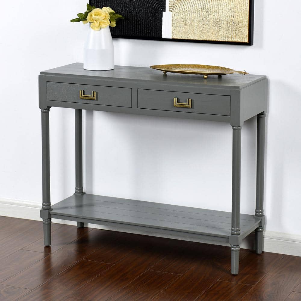 StyleCraft Samantha 35.5 in. Carbon Gray Rectangle MDF Console Table ...
