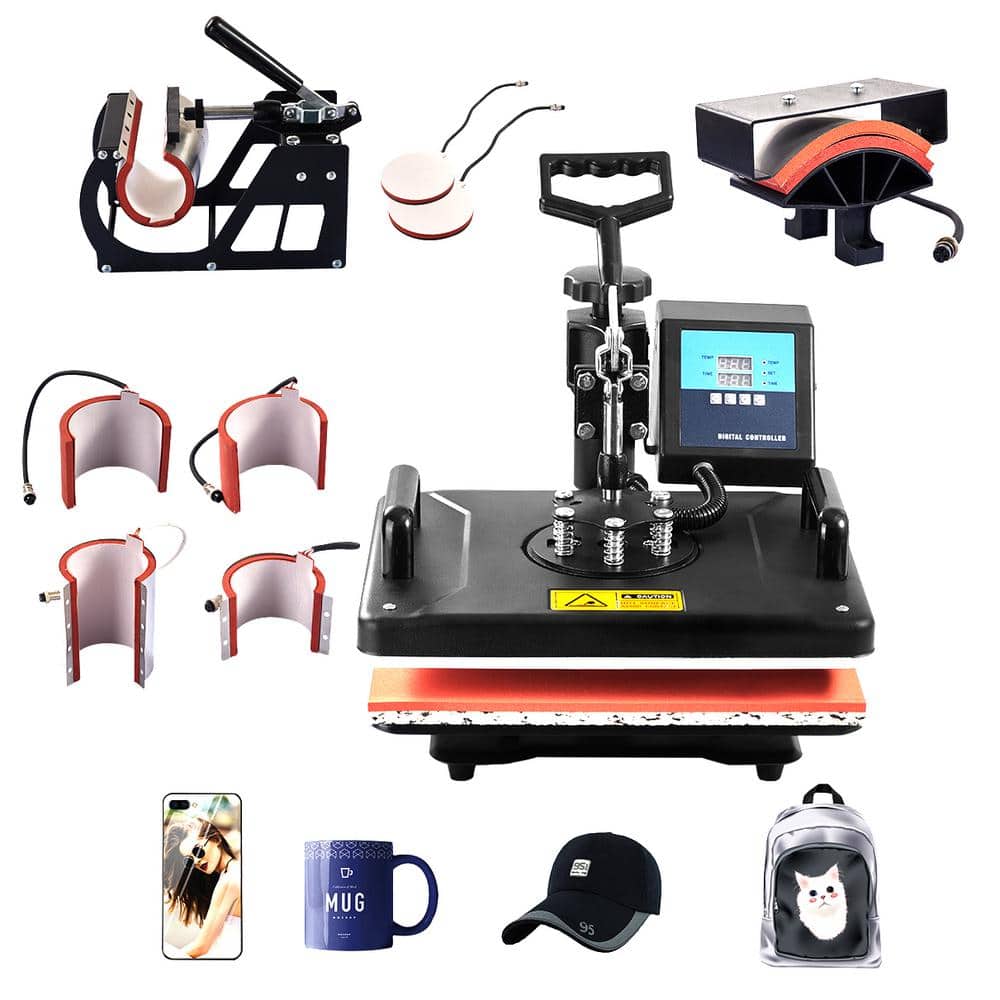 SHUOHAO 8 in. 1 Heat Press Machine, 360° Rotation Swing Away ...
