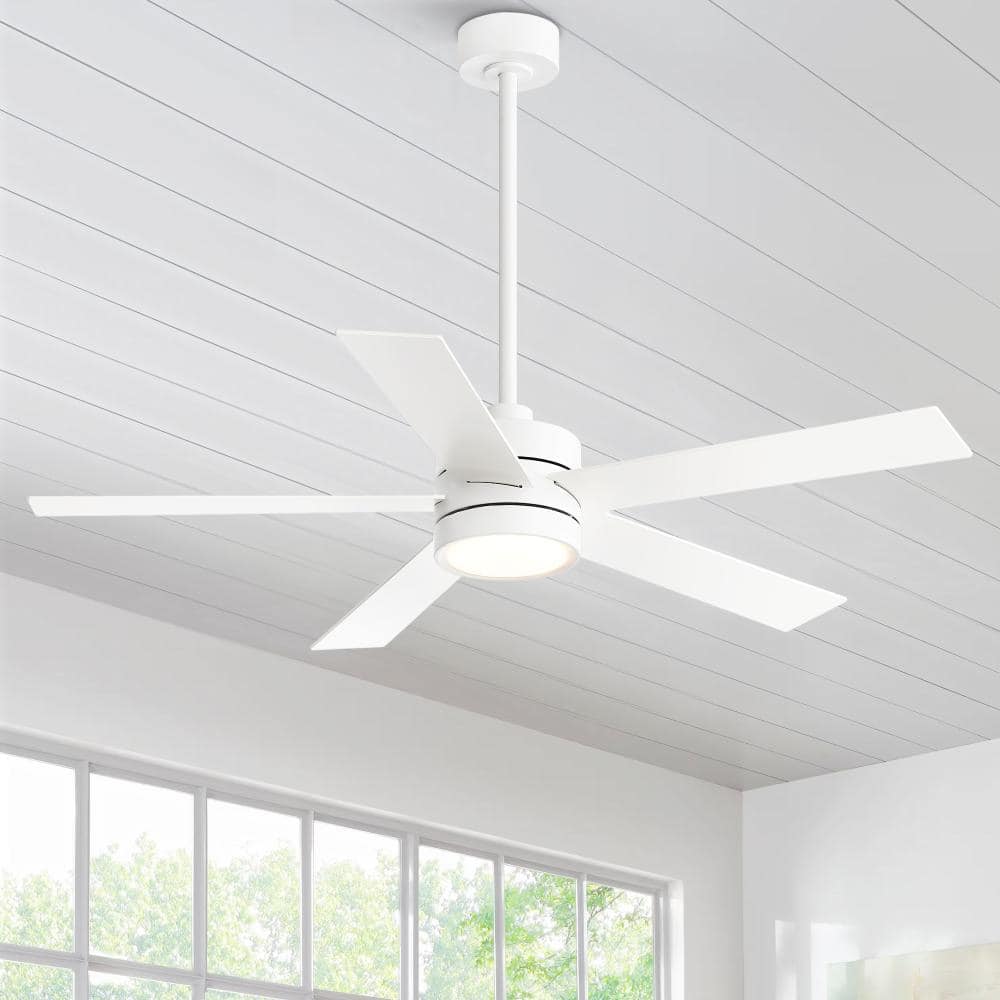 Flashwind Nova 52 in. Indoor Matte White Ceiling Fans with Adjustable ...
