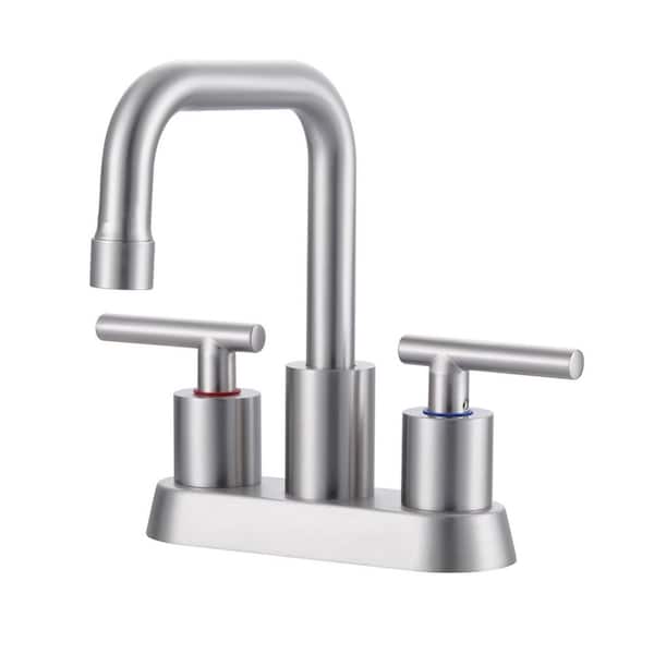 ARCORA Modern 4 in. Centerset 3-Hole Double-Handle Bathroom Sink Faucet, Basin Faucet with Pop ...