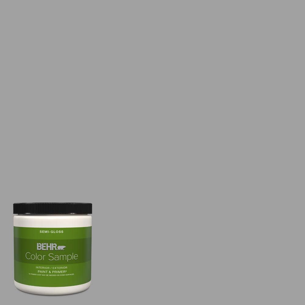 BEHR PREMIUM PLUS 8 oz. #PPU26-06 Elemental Gray Semi-Gloss Interior ...
