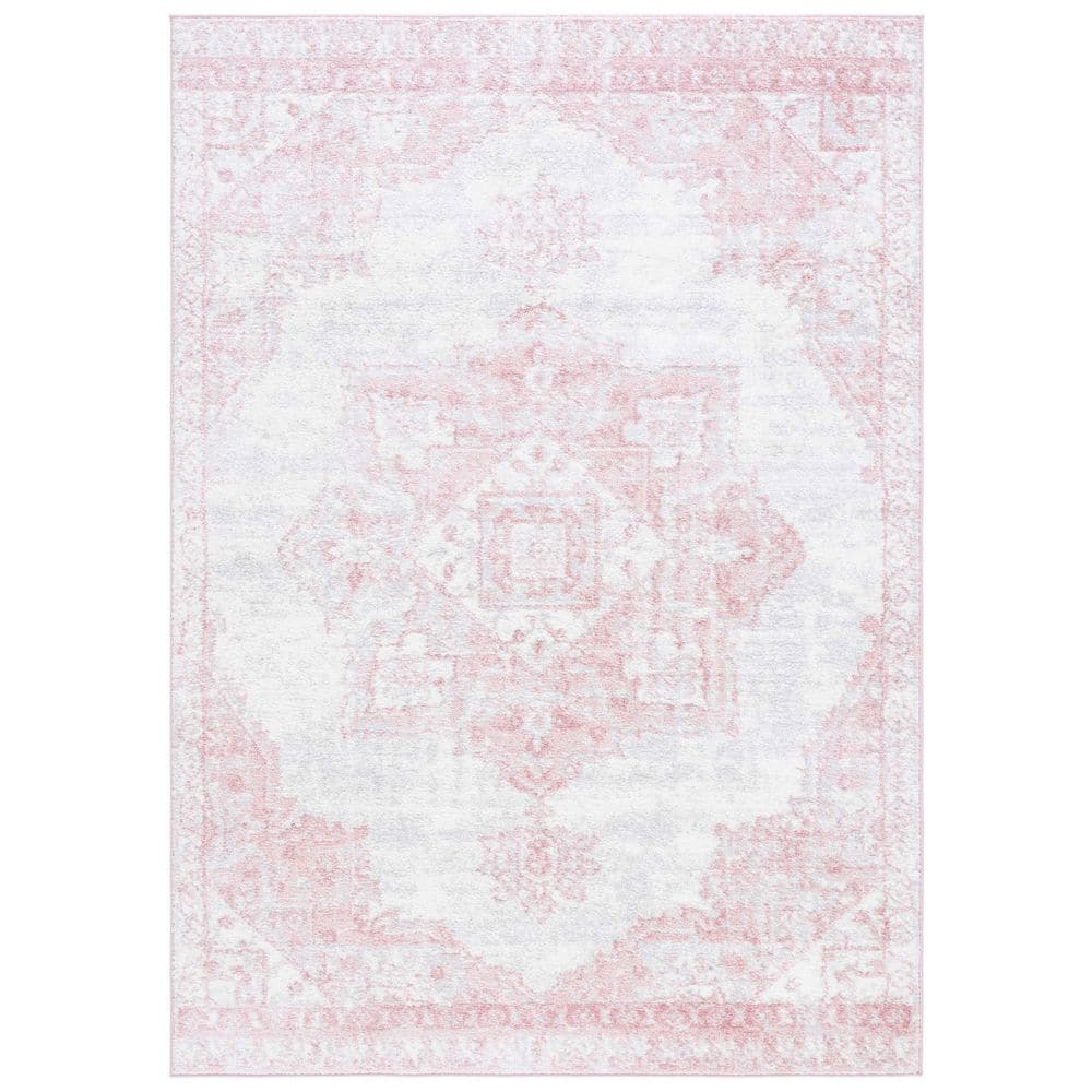 SAFAVIEH Layla 4 ft. x 6 ft. Ivory Gray/Pink Ornate Medallion ...