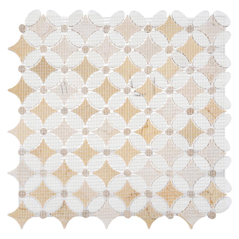 ANDOVA Martha Natural Stone Marble Look, 2x2 in. Galley Mosaic Wall and ...