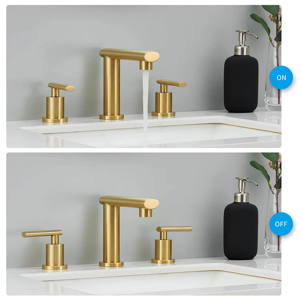 Staykiwi 8 in. Widespread Double Handle Bathroom Faucet in Brushed Gold ...