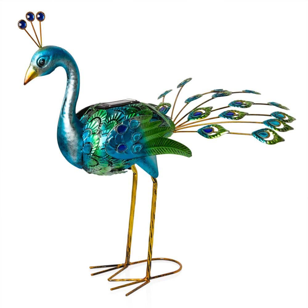 Alpine Corporation 19 in. Alpine Corporation Solar-Powered Peacock ...