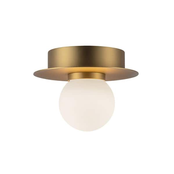 KUZCO Elixir 14 in. 1-Light 13-Watt Brushed Gold Integrated LED Flush Mount FM15514-BG-UNV - The ...