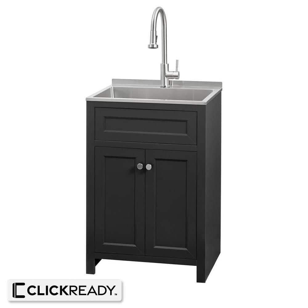 Glacier Bay 24 in. W Drop-In Laundry Sink with Faucet and Ready to ...