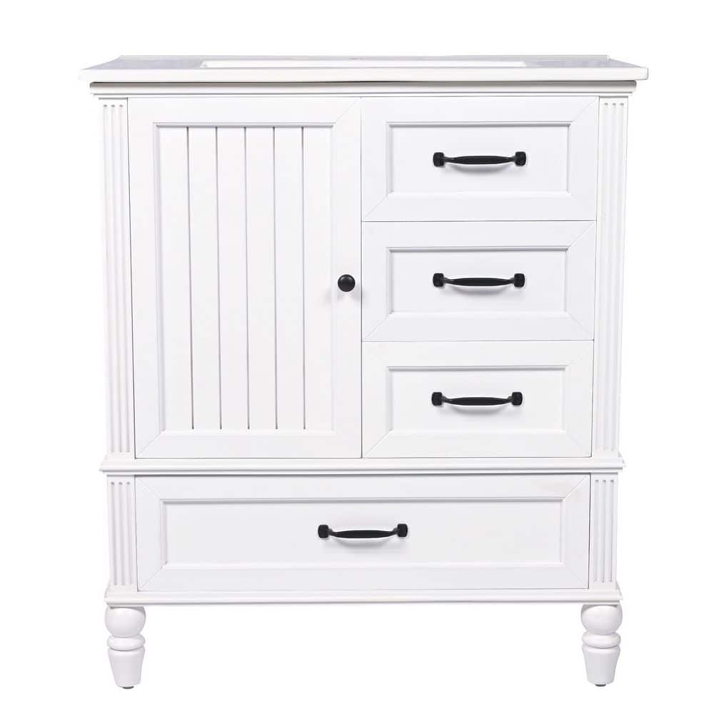 Liviza 30 in. Freestanding White Bath Vanity with White Ceramic Top ...