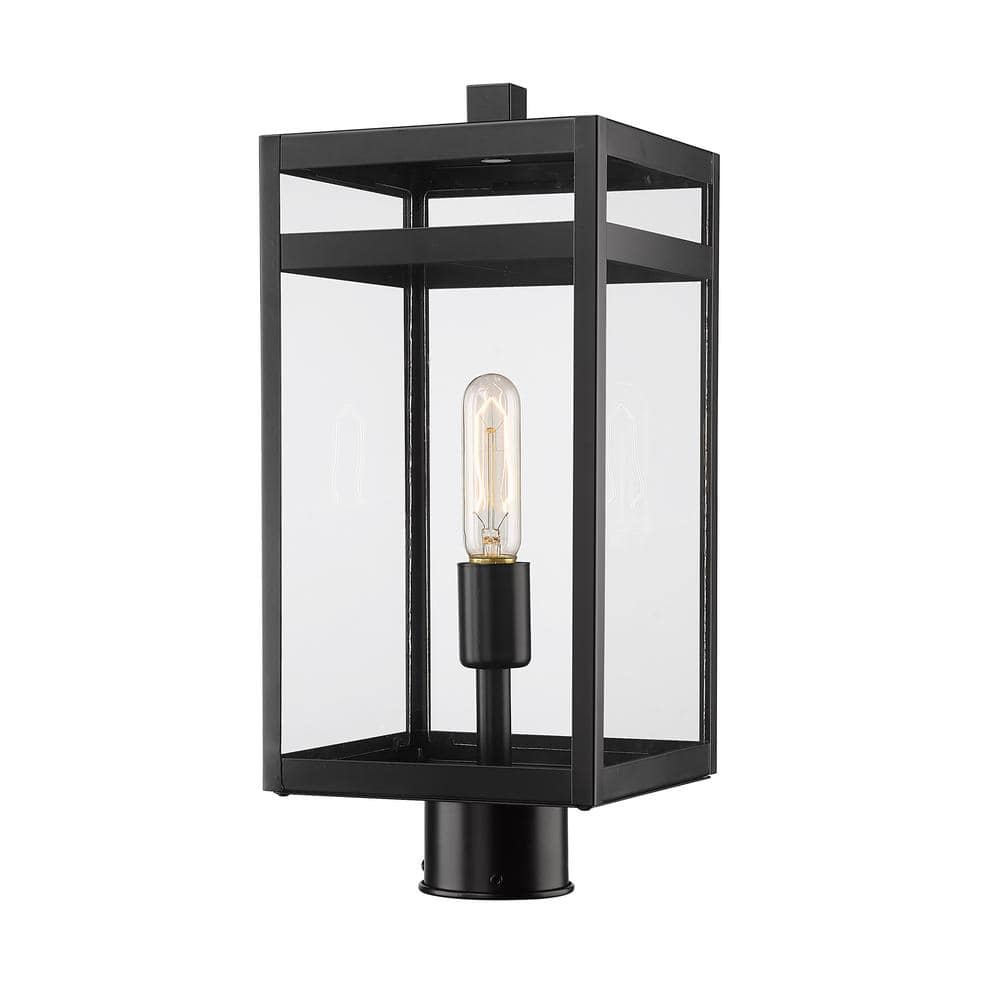 Nuri 1-Light Black 17.75 in. Aluminum Hardwired Outdoor Weather ...