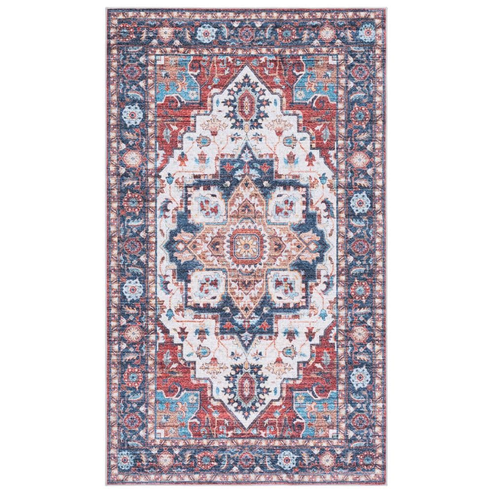 SAFAVIEH Martha Stewart Washable Rust/Blue 3 ft. x 5 ft. Machine ...