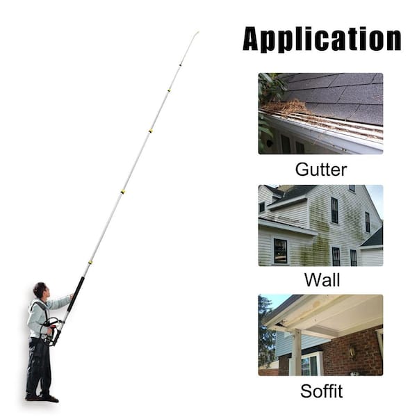 Angel Sar 24 ft. Aluminum Telescoping Pressure Washer Wand Gutter Cleaner Attachment with 5 Spray Nozzle Tips NG16MW92 The Home Depot