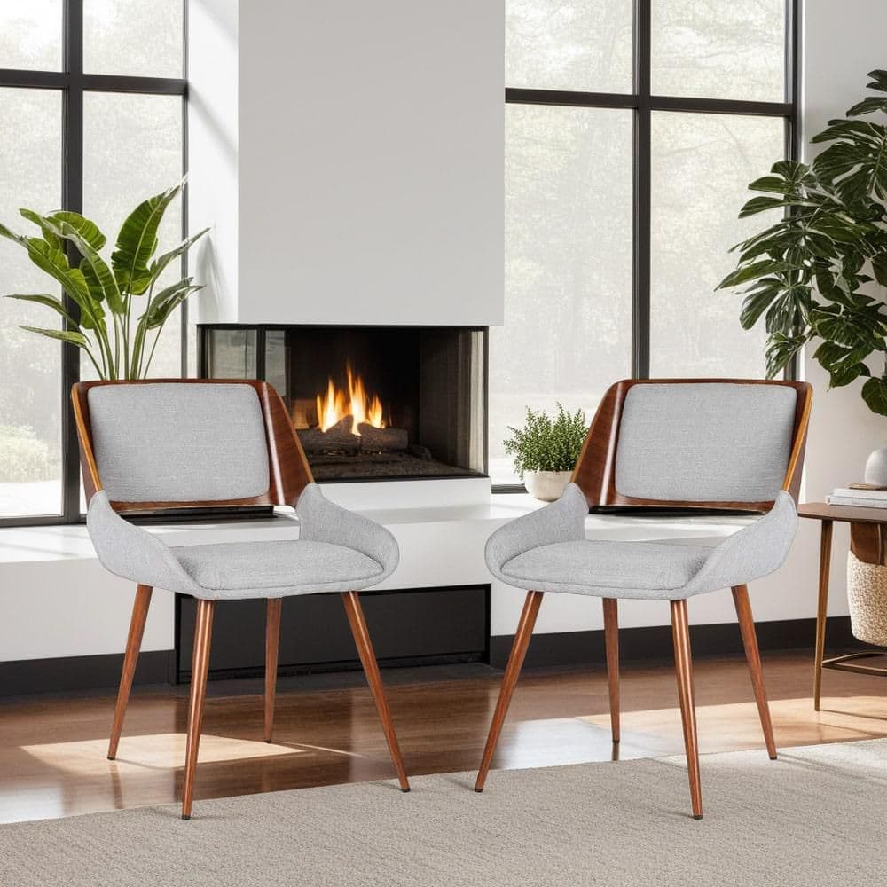 Armen Living Panda Gray / Walnut Fabric Side Chair Set of 2 ...