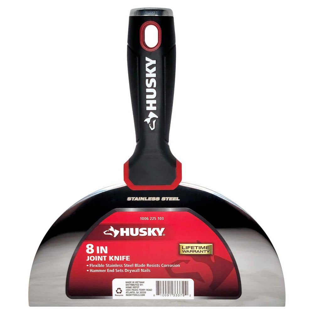 Husky 8 in. Stainless Steel Hammer-End Joint Knife with Soft Grip ...
