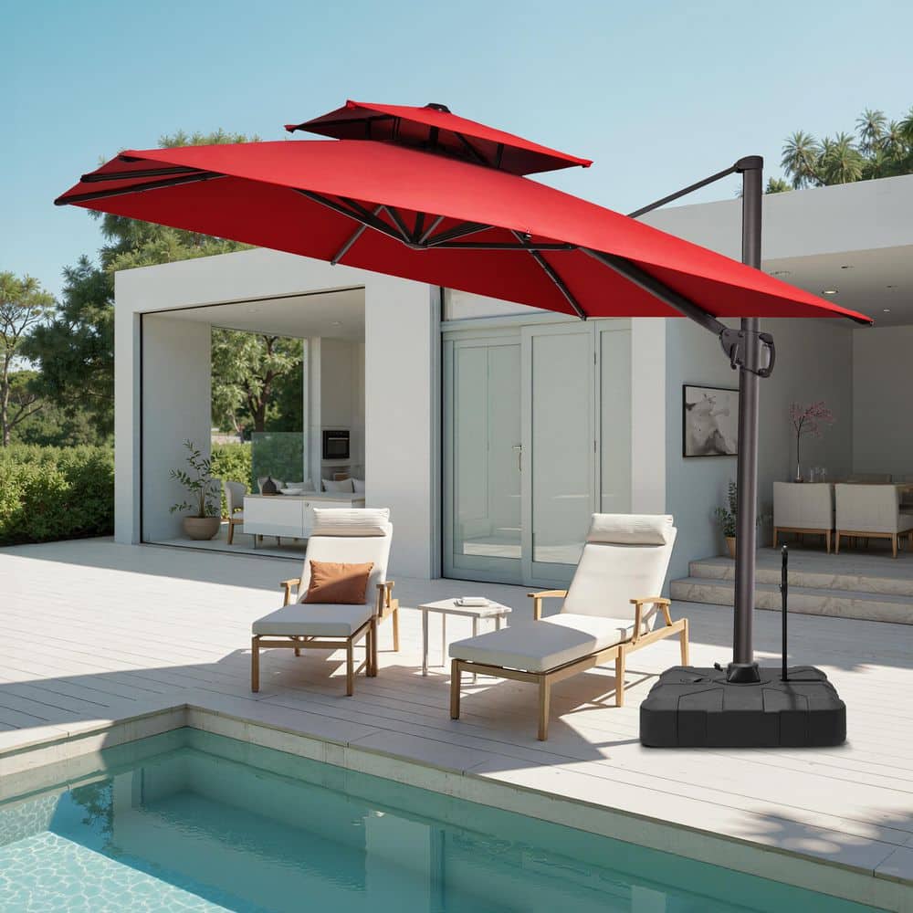 Pellebant 2-Tier 11 ft. x 9 ft. Outdoor Cantilever Offset 360° Rotation ...