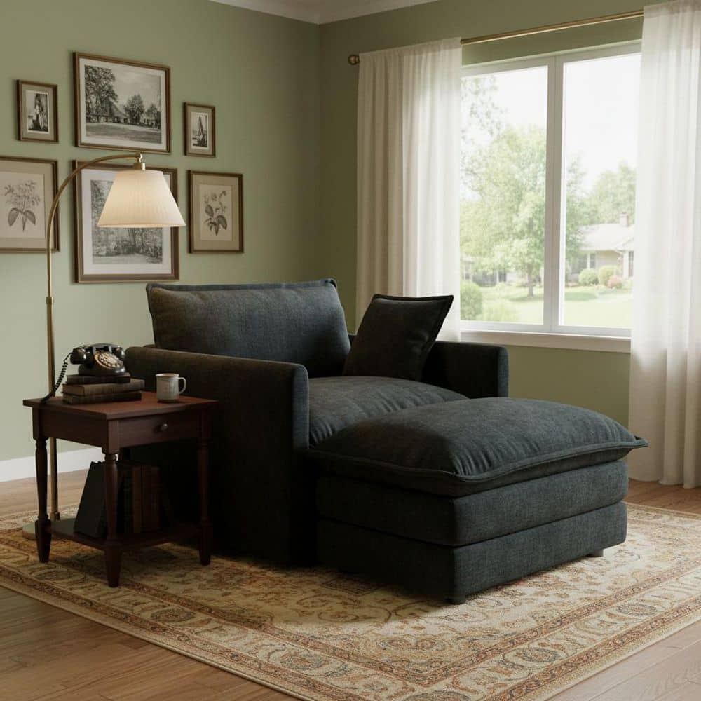 Homy Casa HEAT 41.4 in. Track Arm Chenille Sectional Sofa with 1 ...