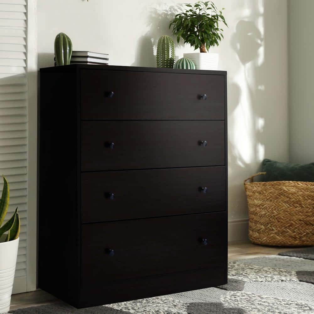 VEIKOUS 4-Drawer Black Chest of Drawers Dresser with Large Drawer 29.9 ...