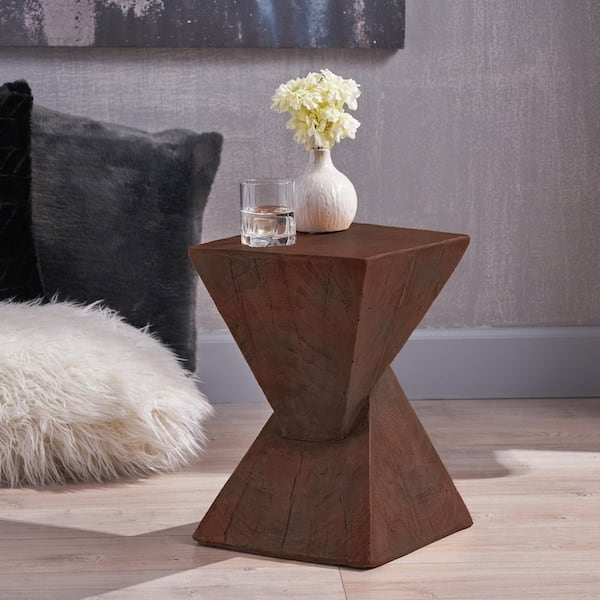 EPIPHANY DOUBLED INC Dark Brown Lightweight Concrete Outdoor Side Table ...