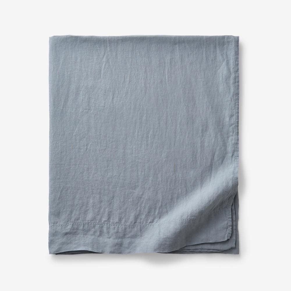 The Company Store Legends Hotel Dusty Blue Solid Washed Linen Full Flat Sheet 51386A-F-DUSTY ...