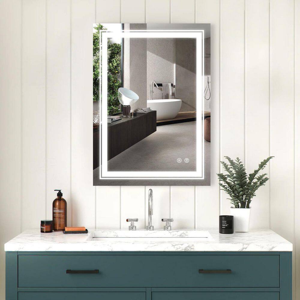 ANGELES HOME 20 in. W x 28 in. H Rectangular Frameless Anti-Fog Wall ...