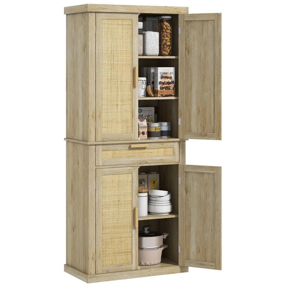 ANTFURN Oak Finish Pantry Organizer with Adjustable Shelves;Removable ...