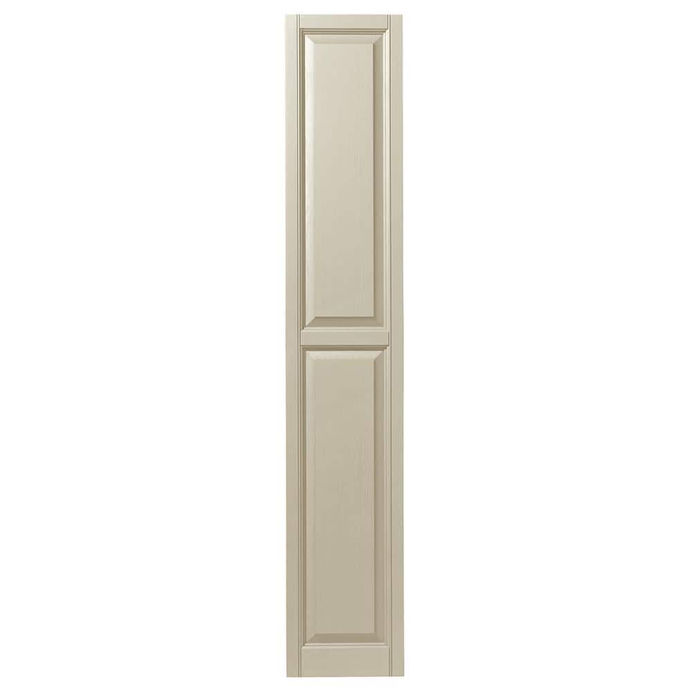 Ply Gem 12 in. x 71 in. Raised Panel Polypropylene Shutters Pair in Sand Dollar-VINRP1271 CRM ...