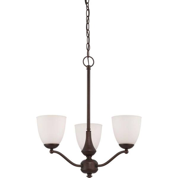 Glomar 3-Light Prairie Bronze Chandelier with Arms Up Frosted Glass ...