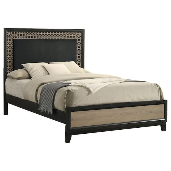 Coaster Valencia Light Brown and Black Wood Frame Queen Panel Bed ...