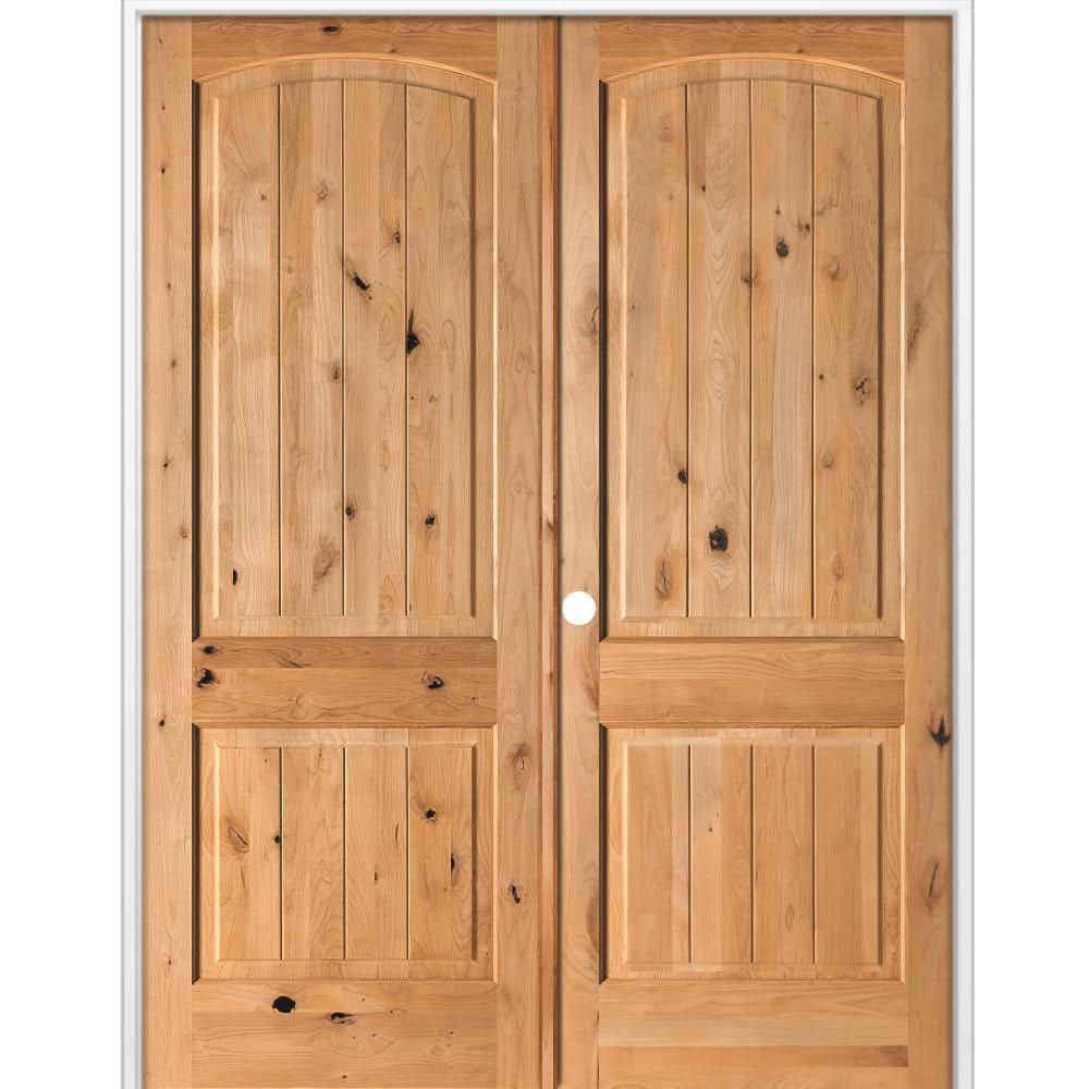 Krosswood Doors 72 in. x 96 in. Rustic Knotty Alder 2-Panel Arch Top VG ...
