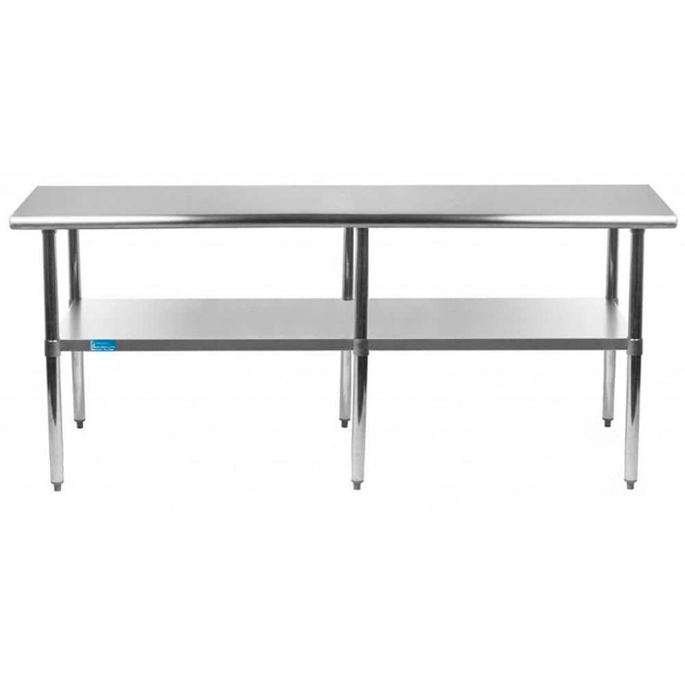 AMGOOD 30 in. x 96 in. Stainless Steel Kitchen Utility Table with ...