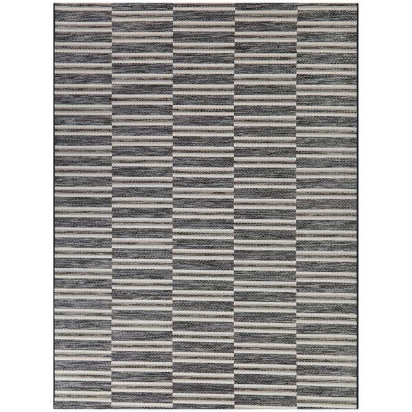 BALTA Trevor Grey 7 ft. 10 in. x 10 ft. Stripe Indoor/Outdoor Area Rug ...