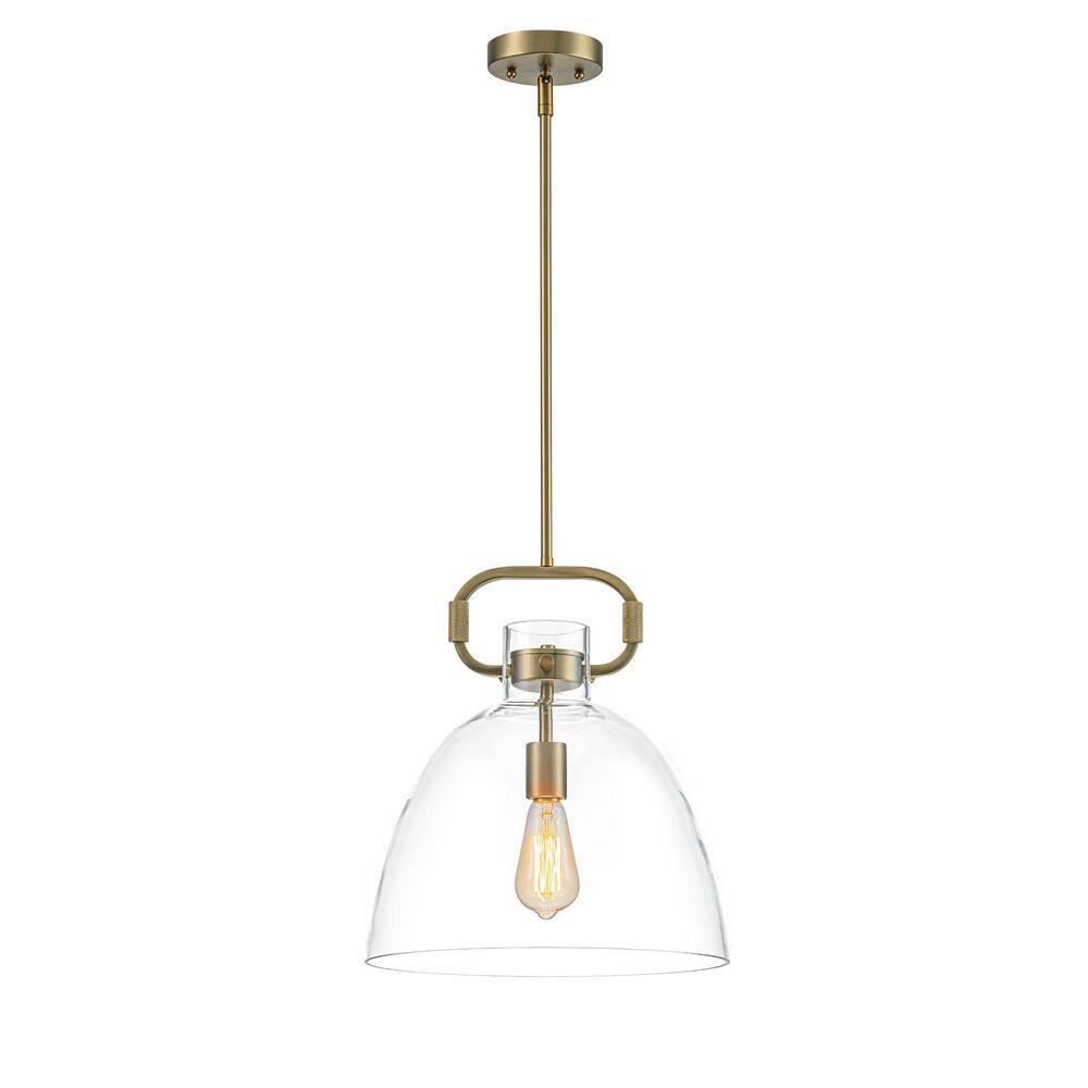 TinHon Modern 1-Light Gold Pendant Light with Clear Glass Dome Shade ...