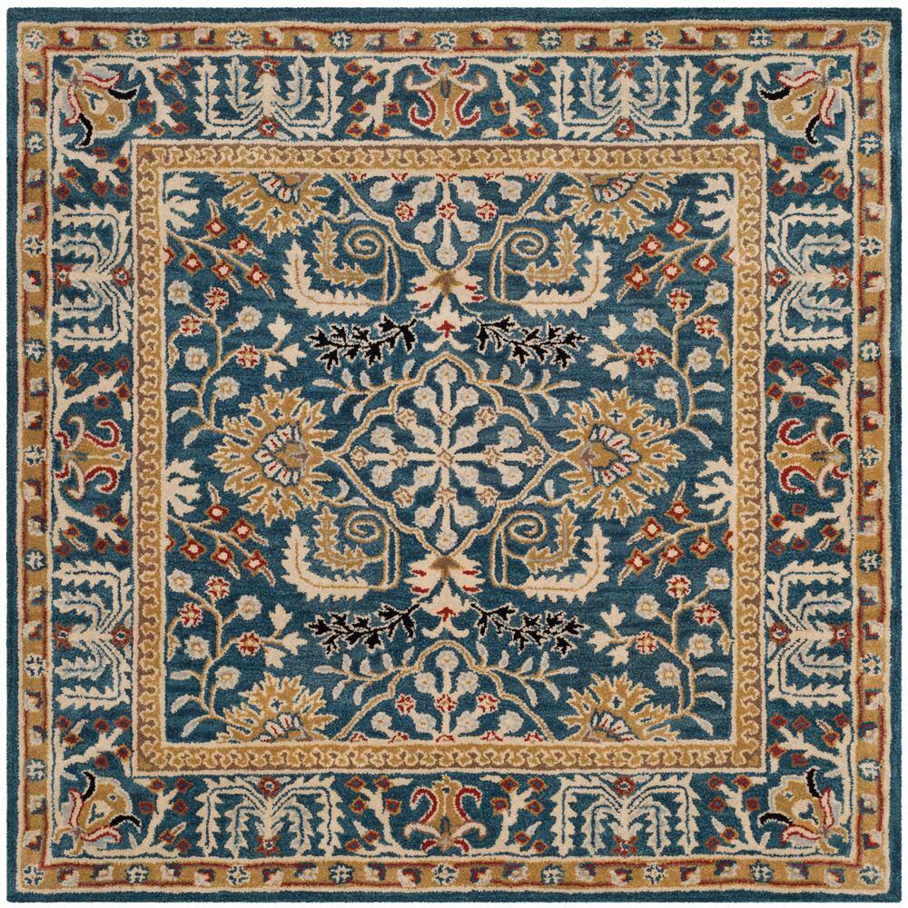 SAFAVIEH Antiquity Dark Blue/Multi 6 ft. x 6 ft. Square Border Area Rug ...
