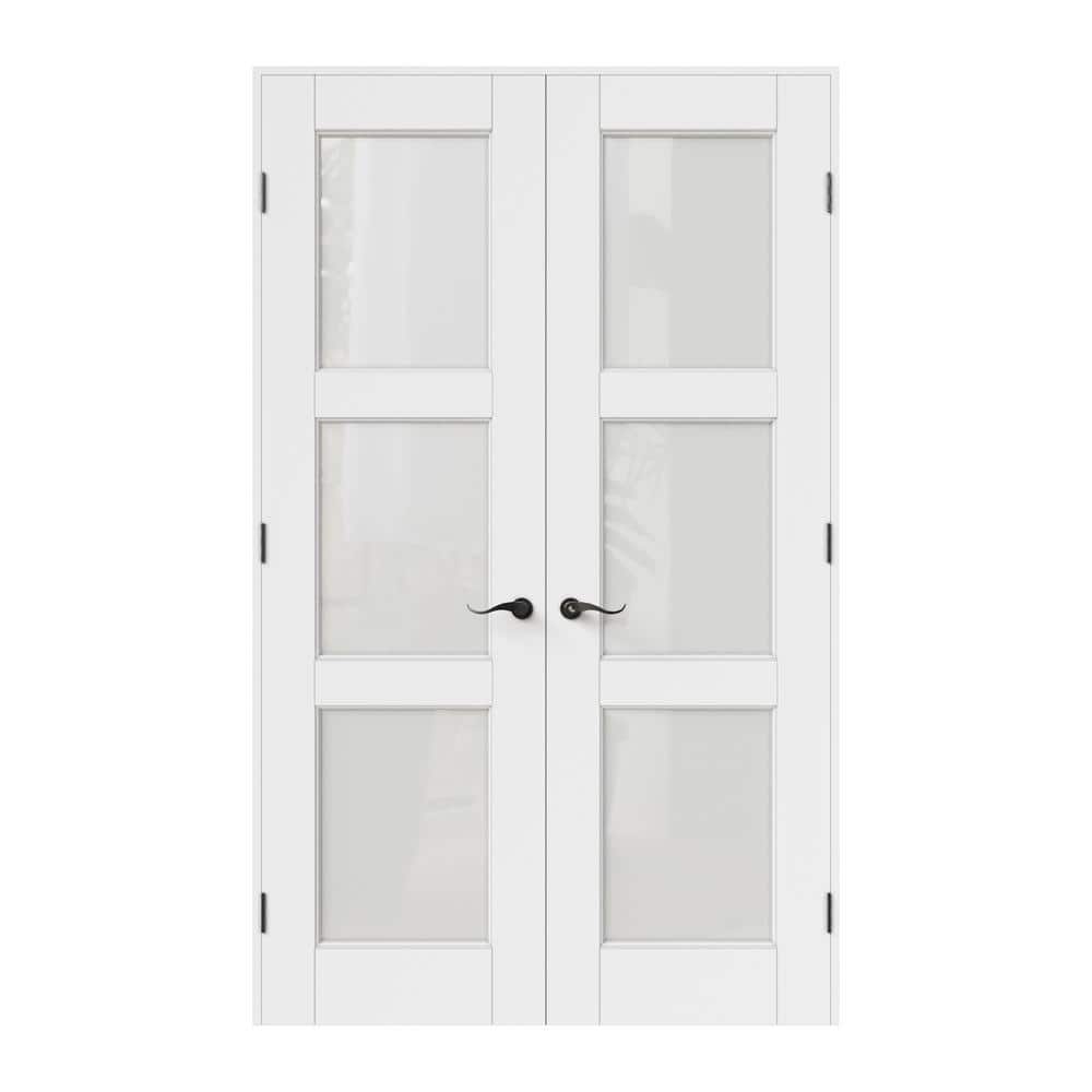 ARK DESIGN Assembly Required 36 in. x 80 in. 3-Lite Frosted Glass ...