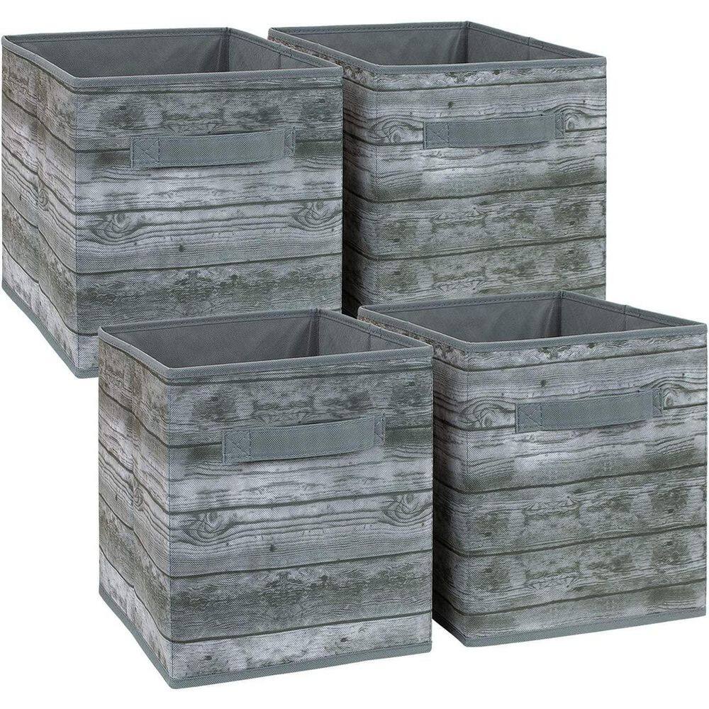 Sorbus 11 in. H x 10.5 in. W x 11 in. D Gray Rustic Wood Grain Print ...