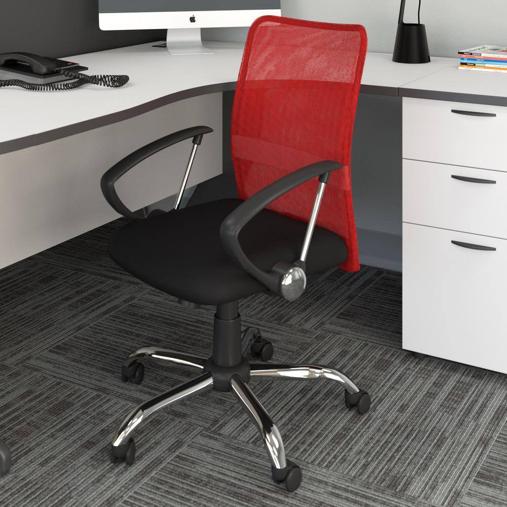 CorLiving Workspace Office Chair with Contoured Red Mesh Back WHL-714-C ...