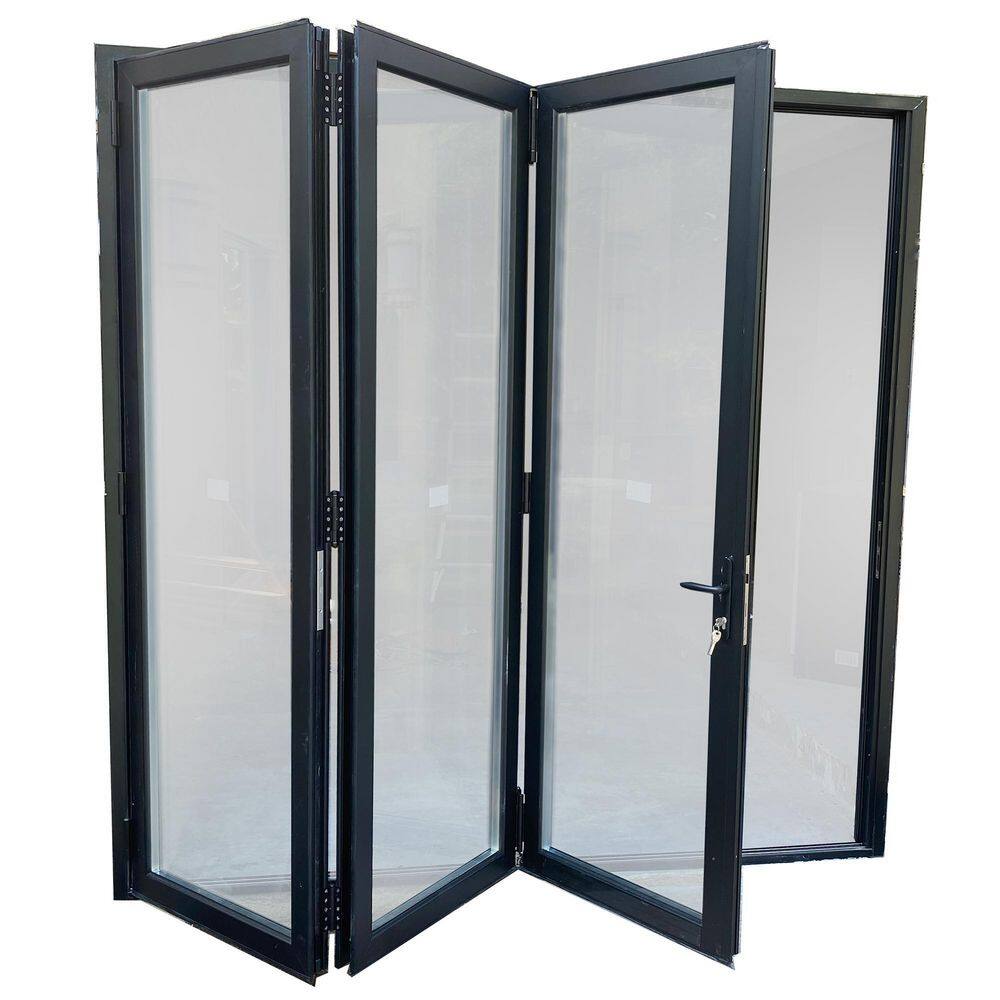 TEZA DOORS Teza 90 Series 108 in. x 80 in. Matte Black Right to Left ...