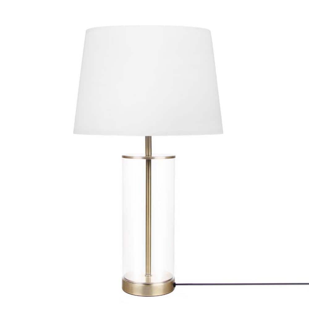 HomeRoots 22.8 in. White Modern Integrated LED Bedside Table Lamp with ...