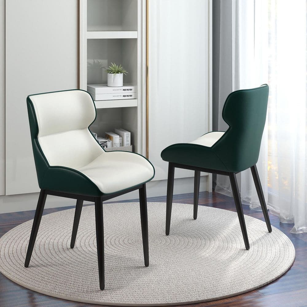 J&E Home Green PU Leather Parsons Dining Table Chair Set of 6 JE ...